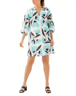 Karen Kane Puff Sleeve Peasant Dress With Floral