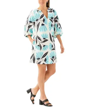Karen Kane Puff Sleeve Peasant Dress With Floral