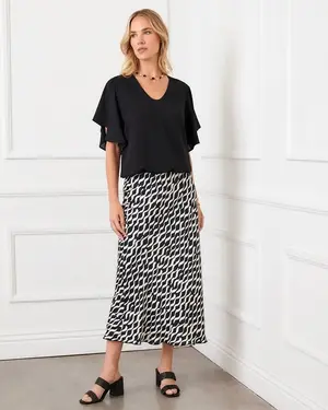 Karen Kane Satin Bias Cut Skirt - Print