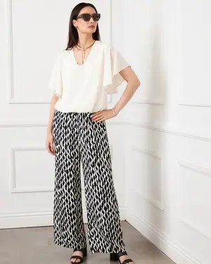 Karen Kane Printed Satin Wide Leg Pants