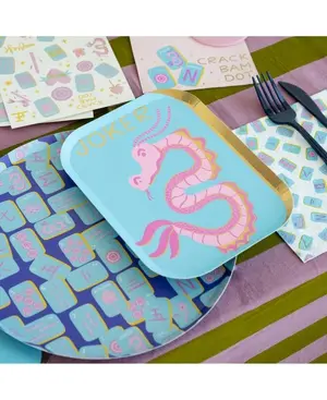 JOLLITY & CO Mahjong Tile Paper Dinner Plates, Set Of 8