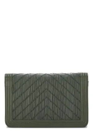 Chanel Lambskin Chevron Pleated Wallet On Chain