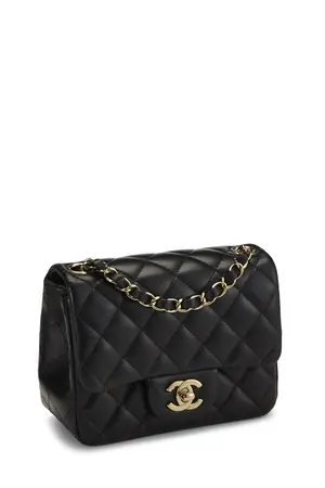 Chanel Quilted Lambskin Square Flap Bag - Black