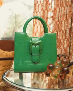 Mac Duggal Medium Croc Embossed Leather Tote