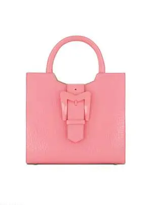 Mac Duggal Medium Croc Embossed Leather Tote Bag With Buckle Detail - Pink