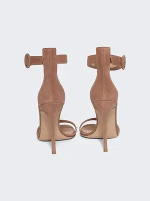 GIANVITO ROSSI Portofino 105 Praline Suede Sandals - Tan