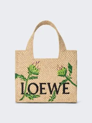 Loewe Small Artichoke Font Tote In Raffia - Natural