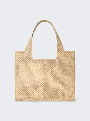 Loewe Small Artichoke Font Tote In Raffia - Natural