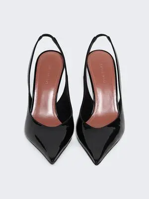 Amina Muaddi Anok Sling Pump Patent - Black