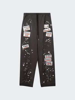 Mihara Yasuhiro Embellished Sticker Relaxed Fit Pants - Black