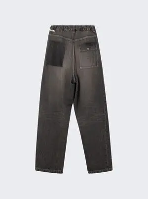 Mihara Yasuhiro Stripe Denim Bush Pants - Black