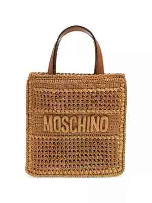 Moschino Embroidered Woven Tote Bag