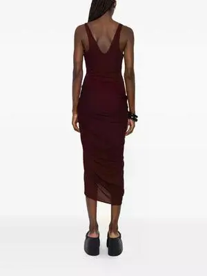 Attico Ruched V-neck Midi Dress