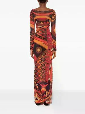 Emilio Pucci Printed Mesh Maxi Skirt - Red