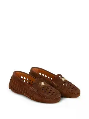 Casadei Perforated Leather Loafers