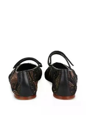 LORENA PAGGI Lace-embroidered Touch-strap Flat Pumps