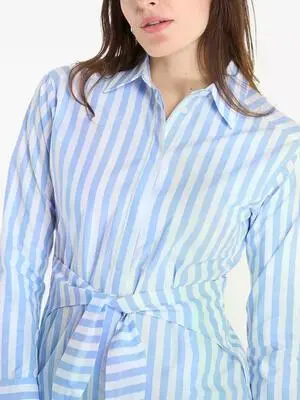 Calvin Klein Striped Tie-waist Midi Shirt Dress - Blue