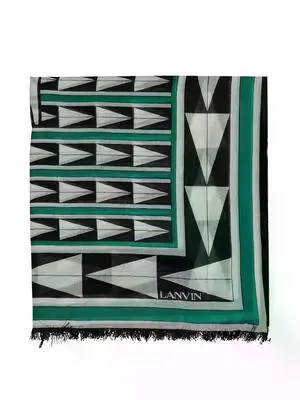 LANVIN Geometric-print Logo Scarf - White
