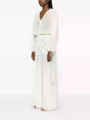 NISSA Floral Appliqué Maxi Dress