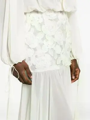 NISSA Floral Appliqué Maxi Dress