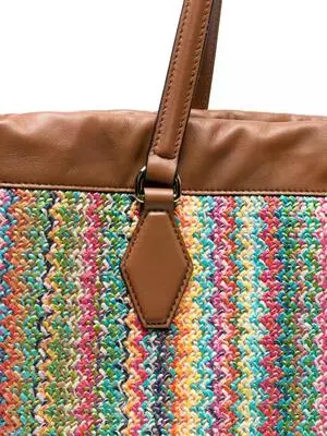JIMMY CHOO Chevron Knit Drawstring Tote Bag
