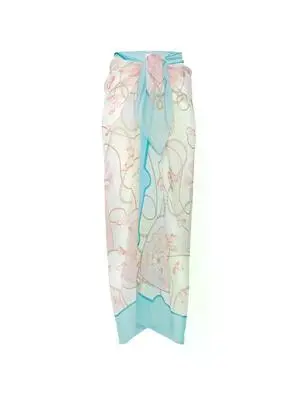 MAZZEI Butterfly-print Tassel-detail Sarong - Blue