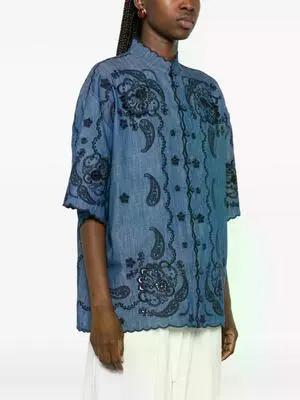 Zimmermann Aster Paisley Embroidered Scalloped Blouse