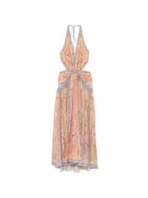 Zimmermann Indra Plunge-neck Maxi Dress - Neutrals