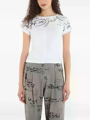 Desigual Scribble Print Ribbed T-shirt - White