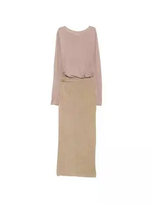 Our Legacy Beige Linen Check Gauze Maxi Dress