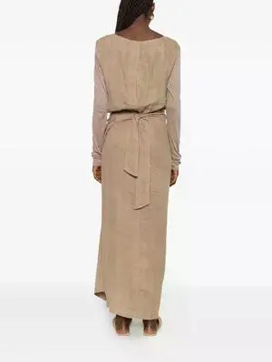 Our Legacy Beige Linen Check Gauze Maxi Dress