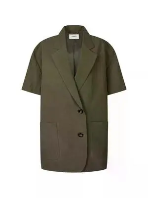 STUDIO TOMBOY Double-breasted Short-sleeve Oversized Jacket - Green