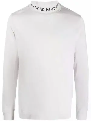 Givenchy Logo Collar Long-sleeved Shirt - Grey