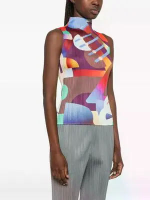 Issey Miyake Abstract Print Sleeveless Top