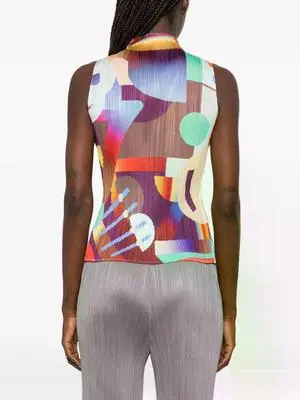 Issey Miyake Abstract Print Sleeveless Top