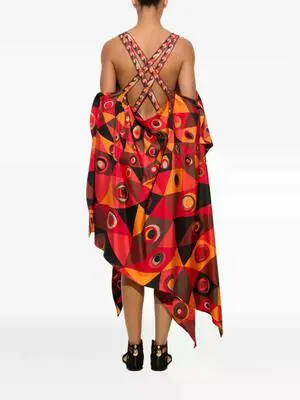 Emilio Pucci Long Foulard Dress With Occhi Print - Red