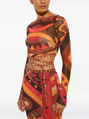 Emilio Pucci Vivara Print Tulle Crop Top