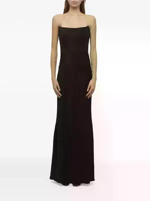 Alexander McQueen Strapless Satin Gown - Black