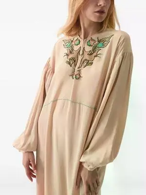 FORTELA Allegra Embroidered Silk Dress