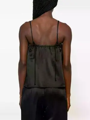 Soft Goat Gathered Spaghetti-strap Blouse