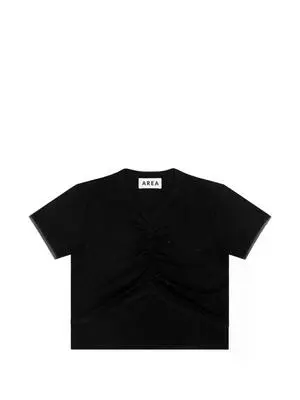 AREA Crystal-embellished Ruched Top - Black