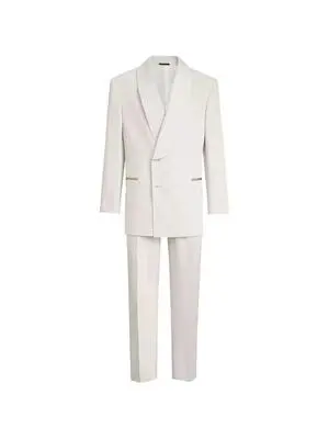 Brunello Cucinelli Délavé Silk Twill Tuxedo With One-and-a-half Breasted Blazer With Shawl Lapel And Trousers With Double Pleats - Neutrals