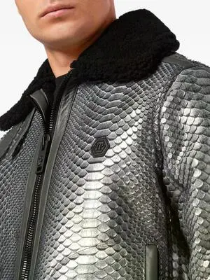 Philipp Plein Metallic Python-skin Jacket