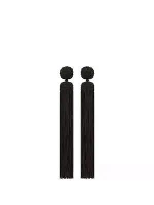 Oscar De La Renta Silk Rope Tassel Clip-on Earrings - Black