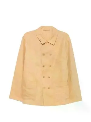 FORTELA Double-breasted Linen Jacket - Brown