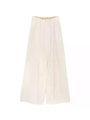 UMA WANG Beige Pleated Wide Leg Trousers - Neutrals