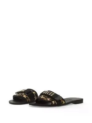 Guess Leopard-print Flat Sandals - Neutrals