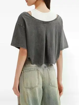 MUSIUM DIV. Layered Logo Embroidered T-shirt