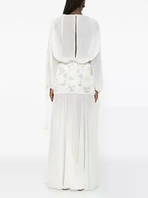 NISSA Floral Appliqué Maxi Dress