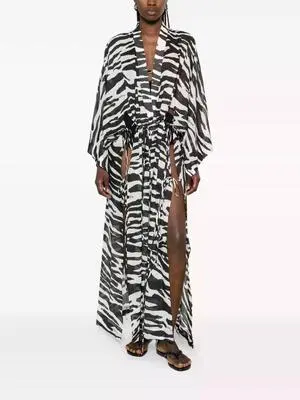 Attico Zebra-print Semi-sheer Kaftan